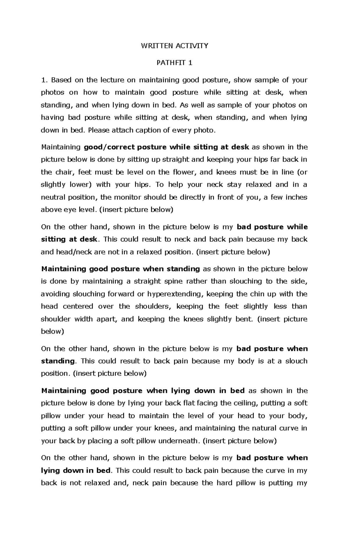 Written Activity Pathfit101 lecture notes - WRITTEN ACTIVITY PATHFIT 1 ...