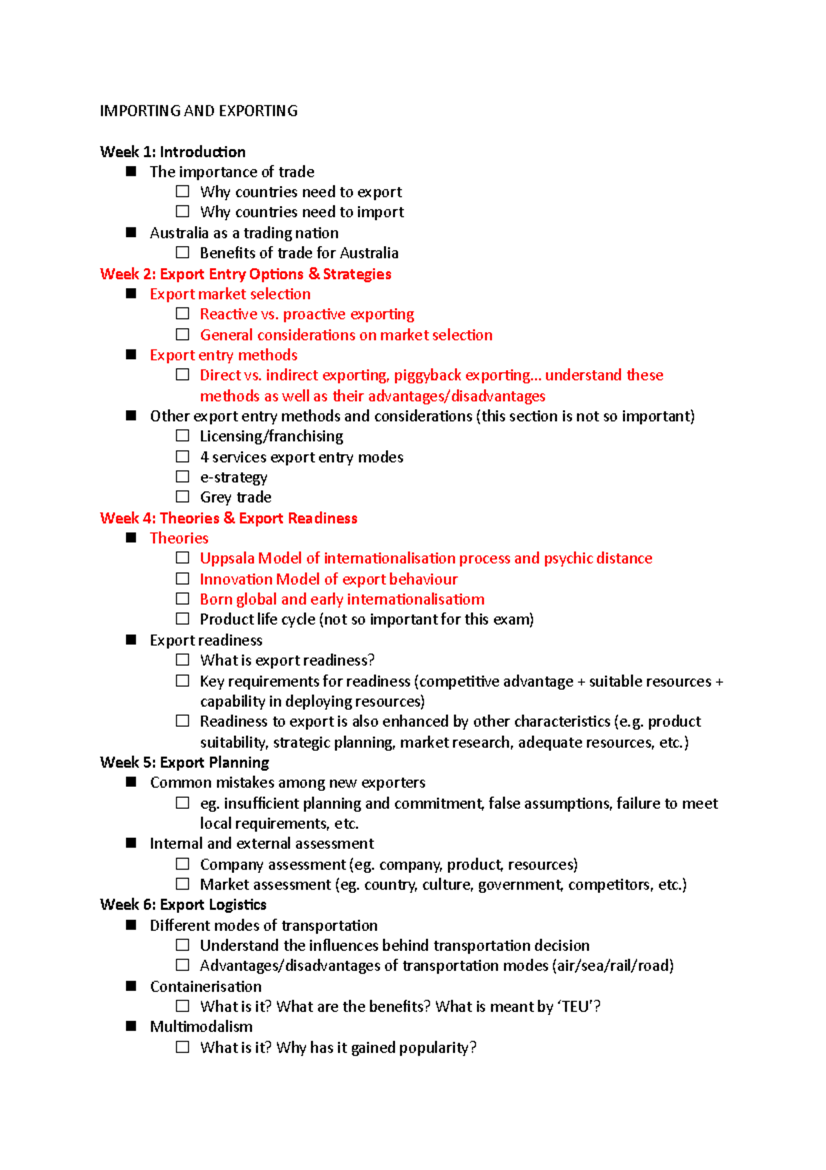 Importing AND Exporting - exam summary topics - IMPORTING AND EXPORTING ...
