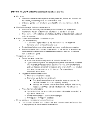 EXSC 451 Chp 3 notes - Chapter 3: bioenergetics of exercise and ...