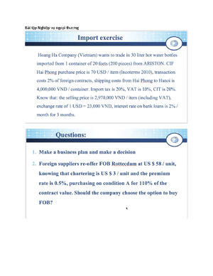 Bai tap Van tai va giao nhan - S & Bookboomi ng C H UtfNG 1: VAN T A IT R O N G N G OA IT H U ...