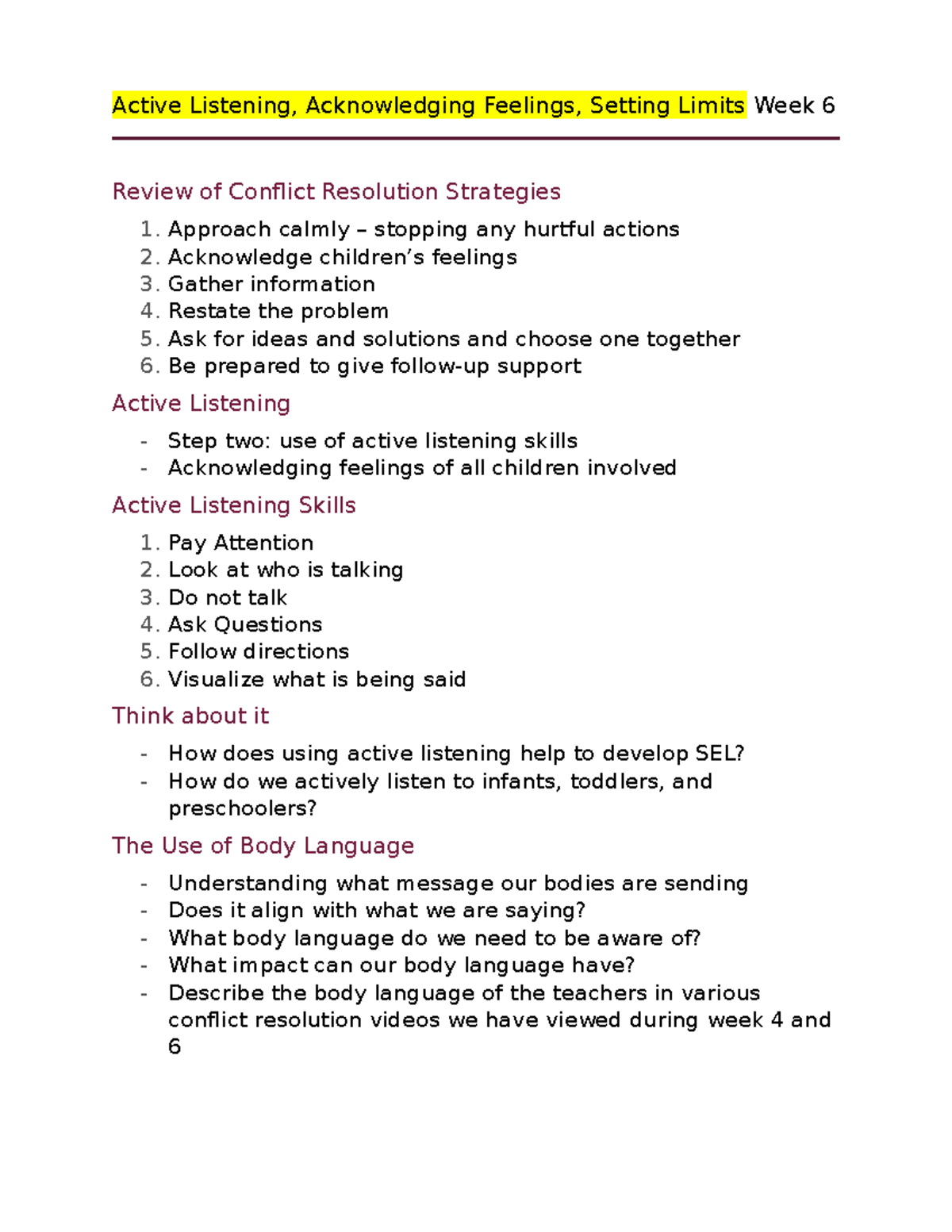 Active Listening Week 6 - Active Listening, Acknowledging Feelings ...