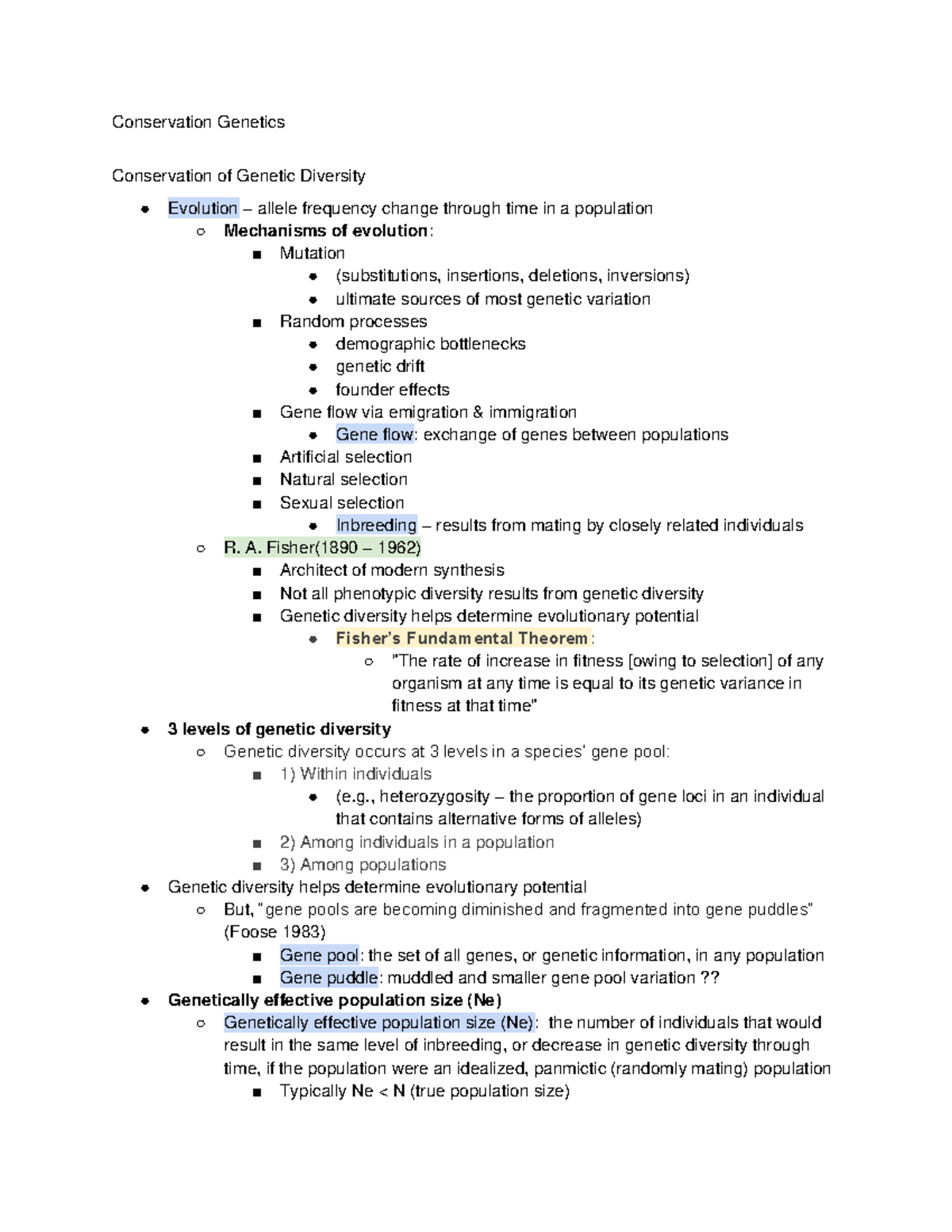 Conservation Genetics - Conservation Genetics Conservation of Genetic ...