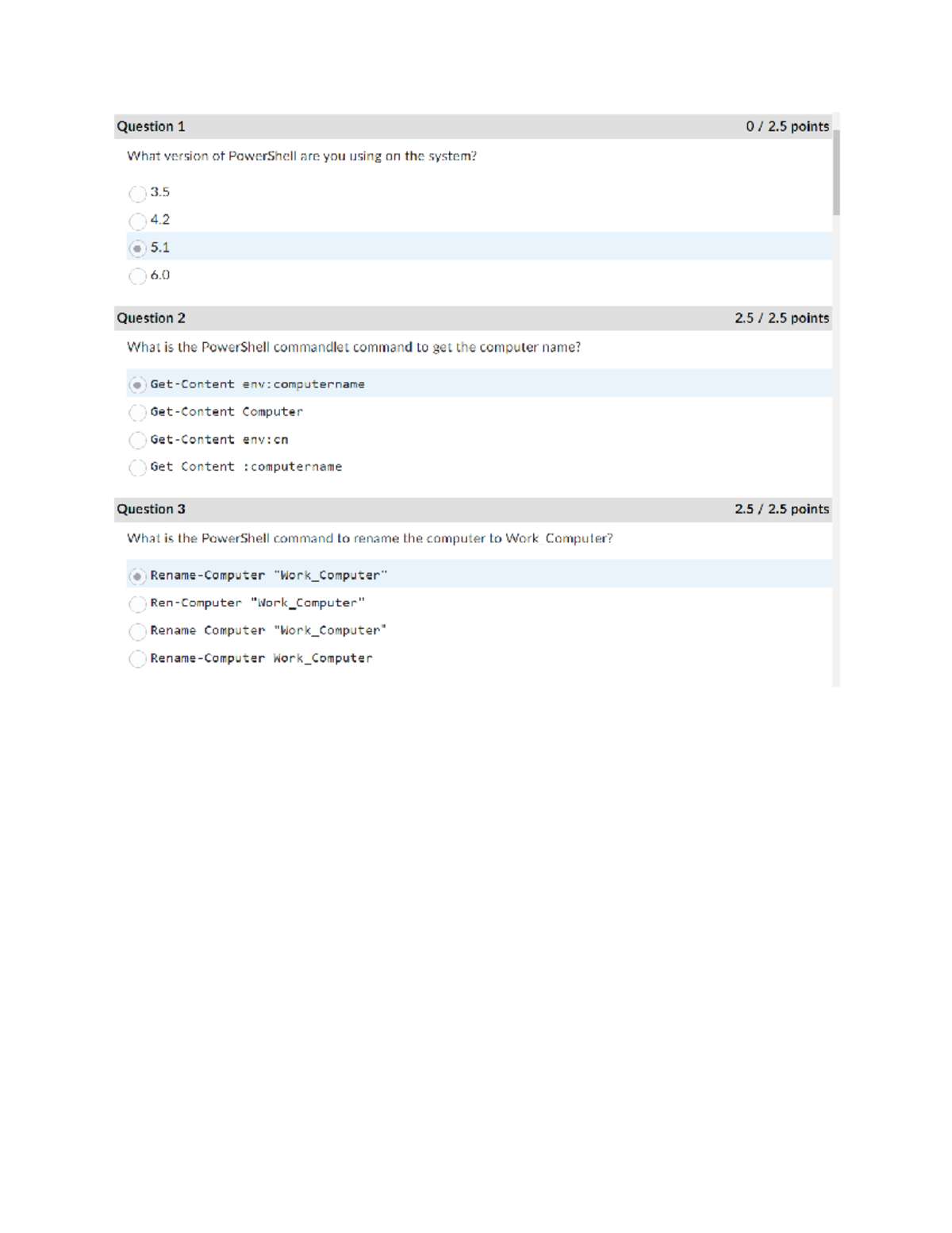 Cyb 300 2 3 Activity Question 1 Points What Version Of Powershell Are You Using On The System