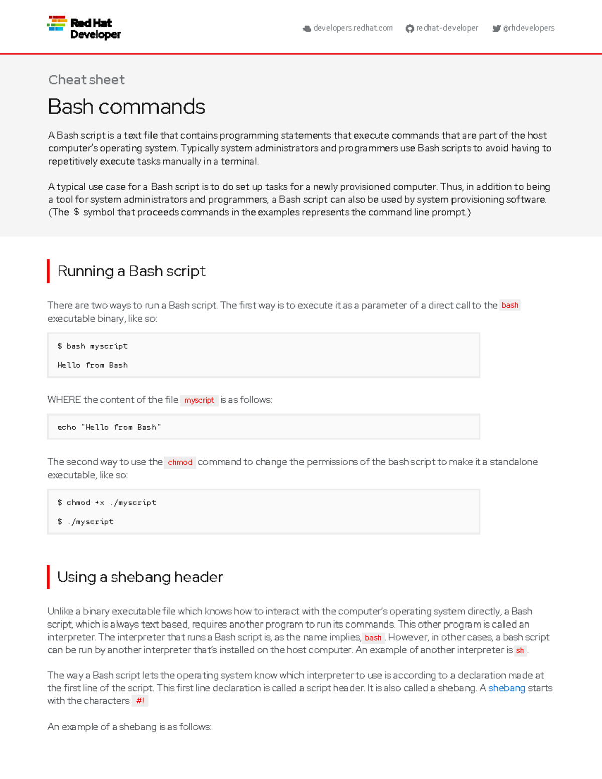 Bash commands cheat sheet Red Hat Developer - Running a Bash script ...