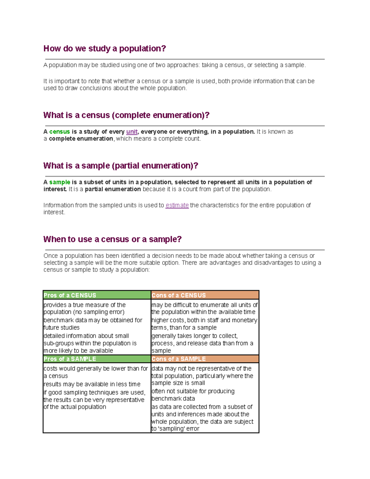 Census and Sampling Techniques - How do we study a population? A ...