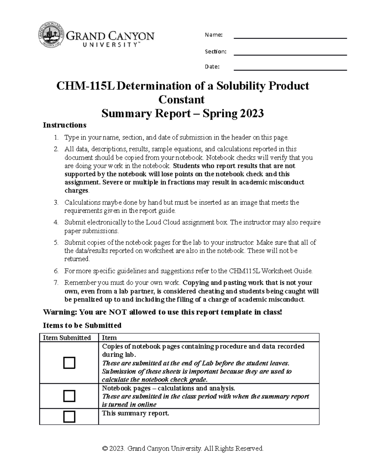 CHM-115L-RS-exp10-Solubility-Sp23 - Section: Date: CHM-115L ...