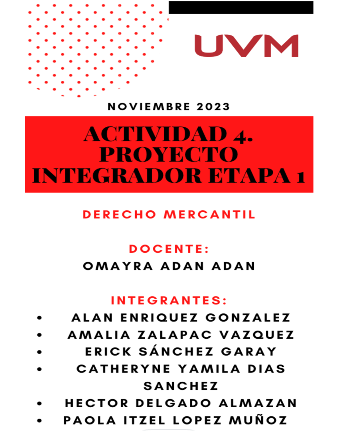 Actividad 4 Proyecto integrador etapa 1 - Derecho Mercantil - 3 de nov - Studocu
