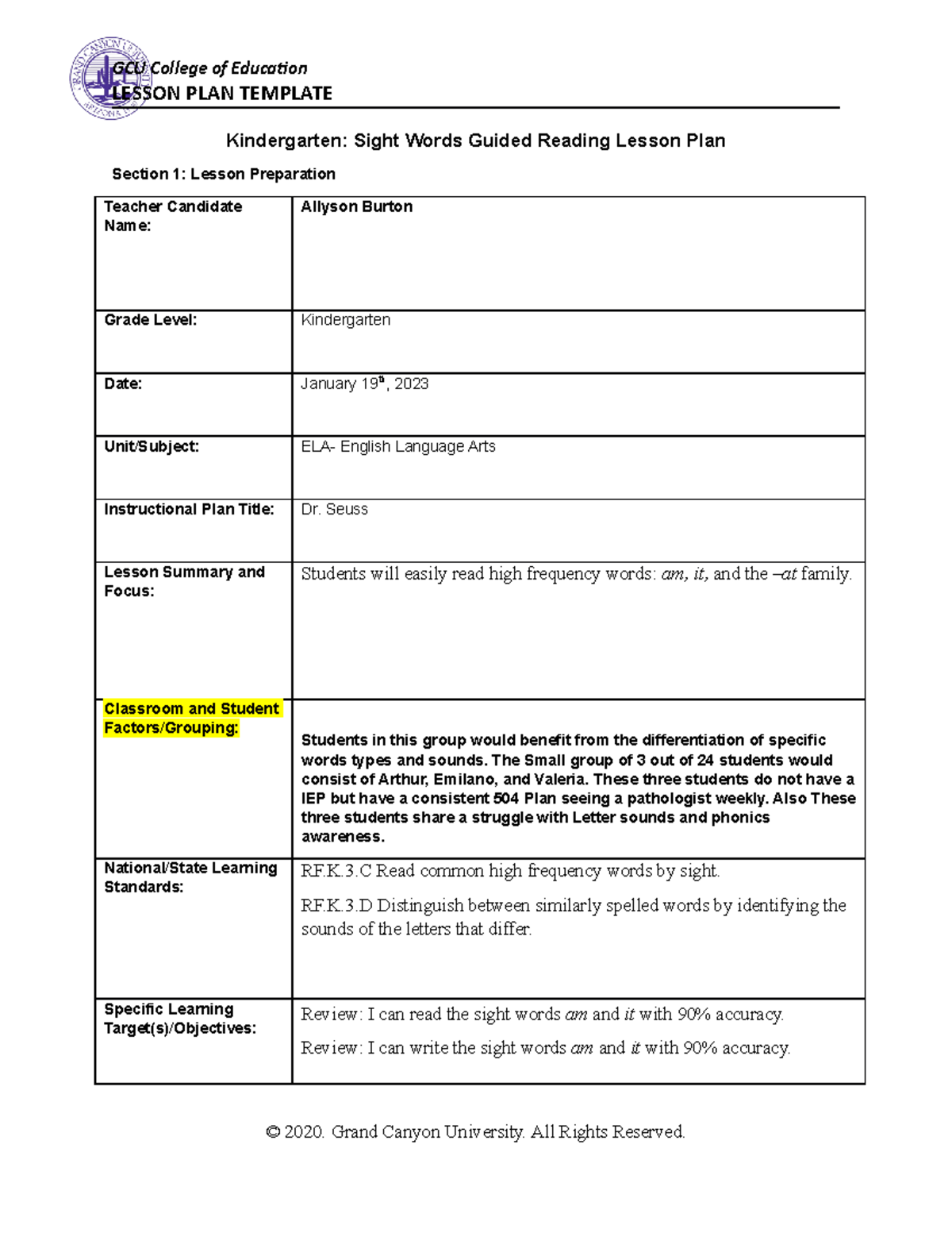 WEEK5 SPD final - classroom work - LESSON PLAN TEMPLATE Kindergarten ...