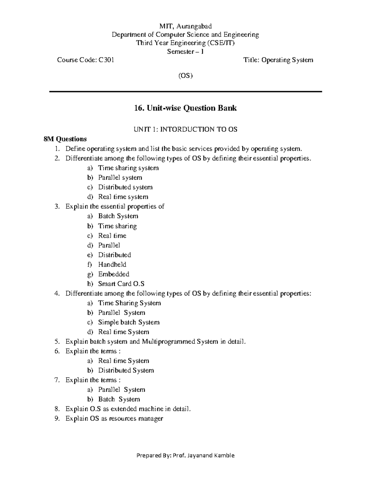 Os question 2 - os notes - Department of Computer Science and ...