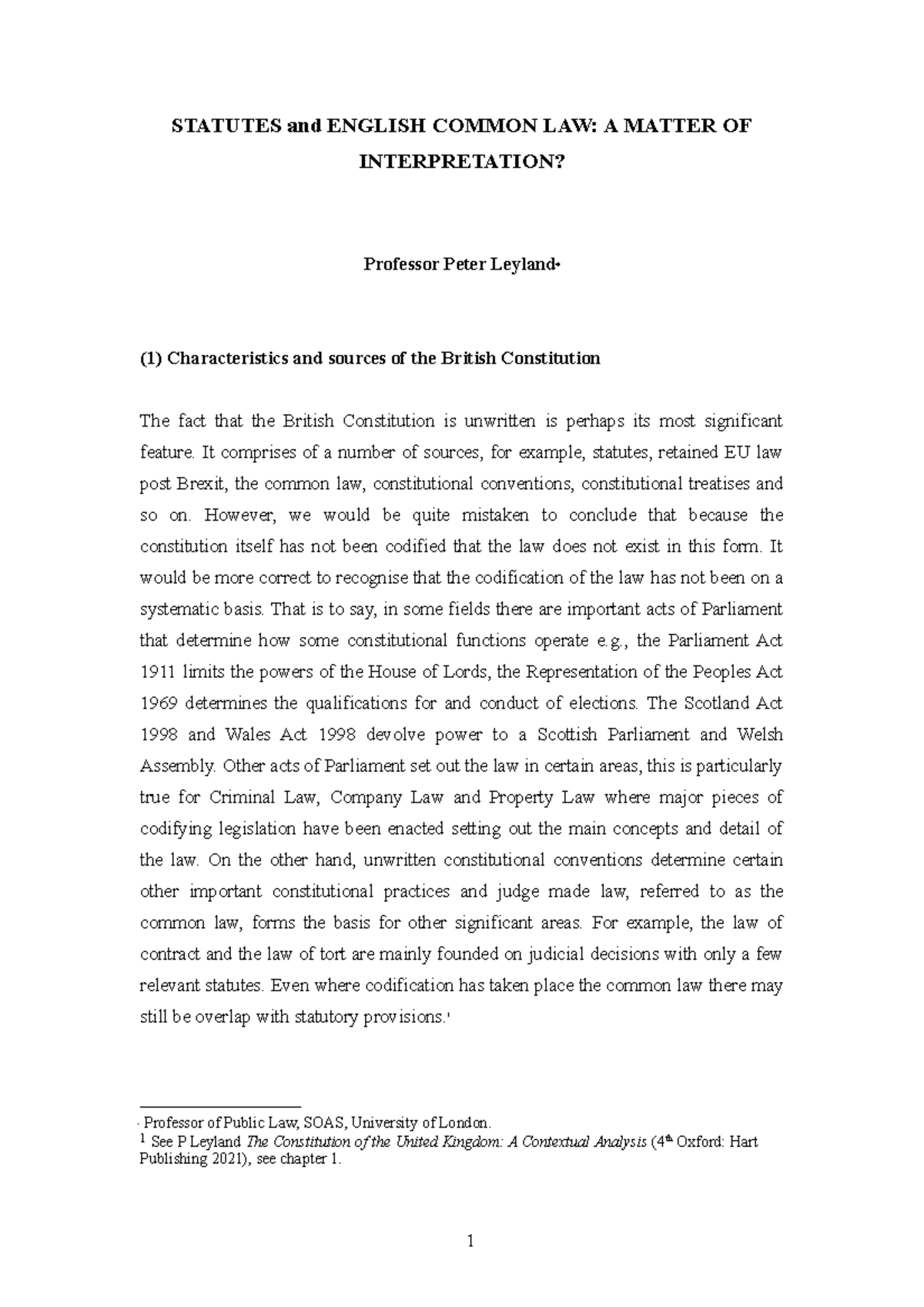 Intro to Common Law PL 2021 Additional reading - STATUTES and ENGLISH ...