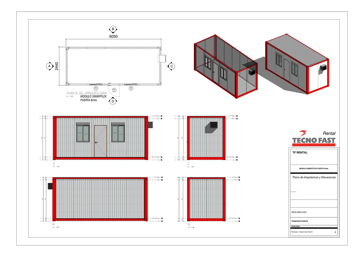 Modulo Smartflex Puerta 6mts - C D A B 6050 2440 V1 8001100 V1 8001100 ...