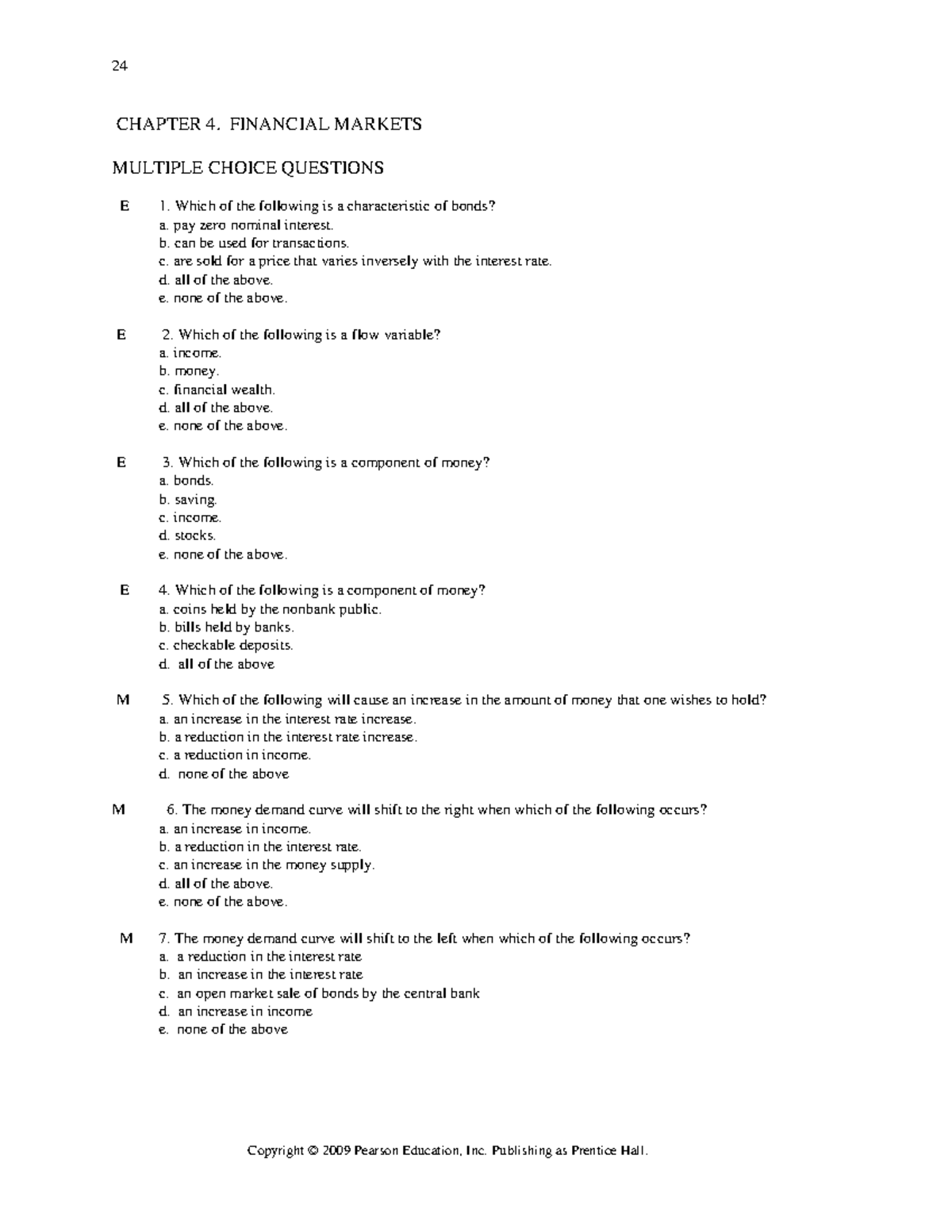 Ch4 TB 5e - practice bank - CHAPTER 4. FINANCIAL MARKETS MULTIPLE ...