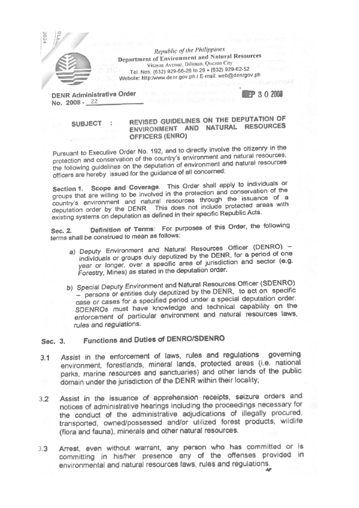 Deputation order - DAO - Republic of the Philippines Department of ...