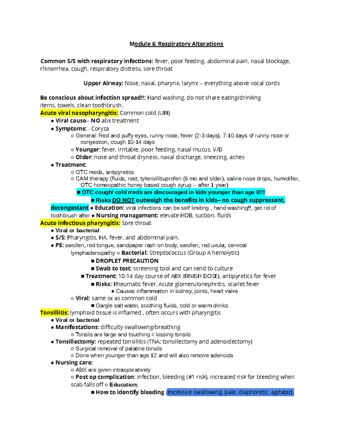Peds Module 6 - Immunizations and respiratory alterations - Module 6 ...