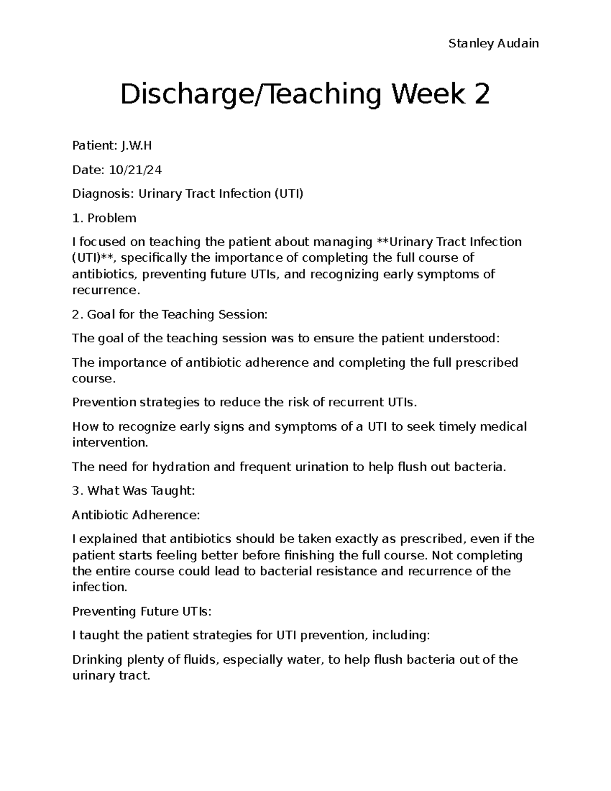 Discharge:teaching 2 - Weekly discharge teaching. - Stanley Audain ...