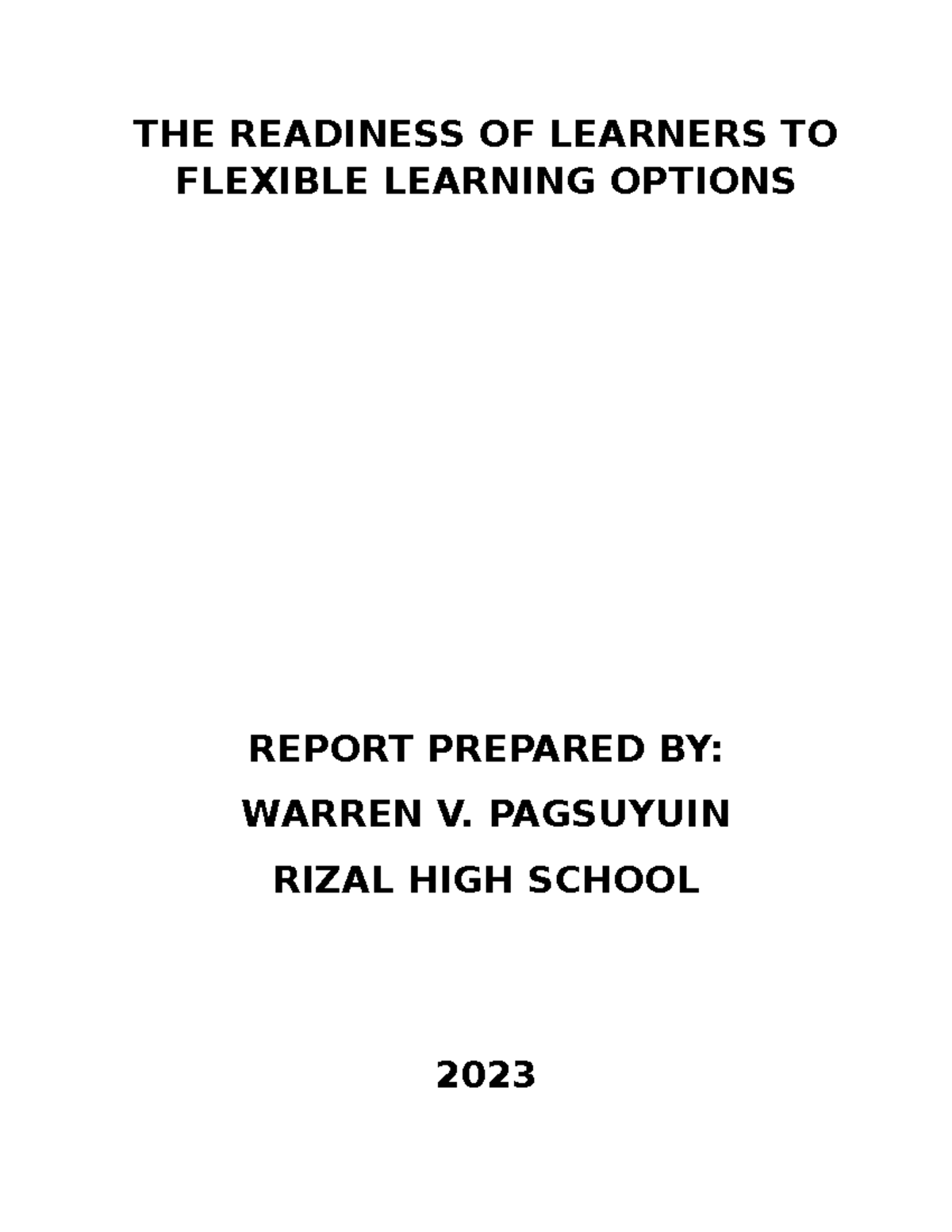 THE Readiness OF Learners TO Flexible Learning Options - THE READINESS ...