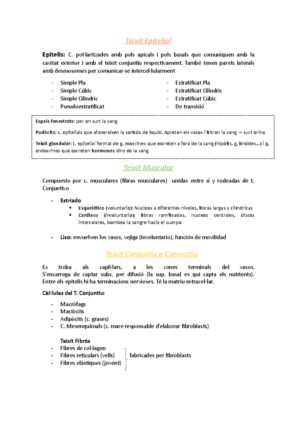 Teixit epitelial i muscular - Teixit Epitelial Epitelis: C. pol ...
