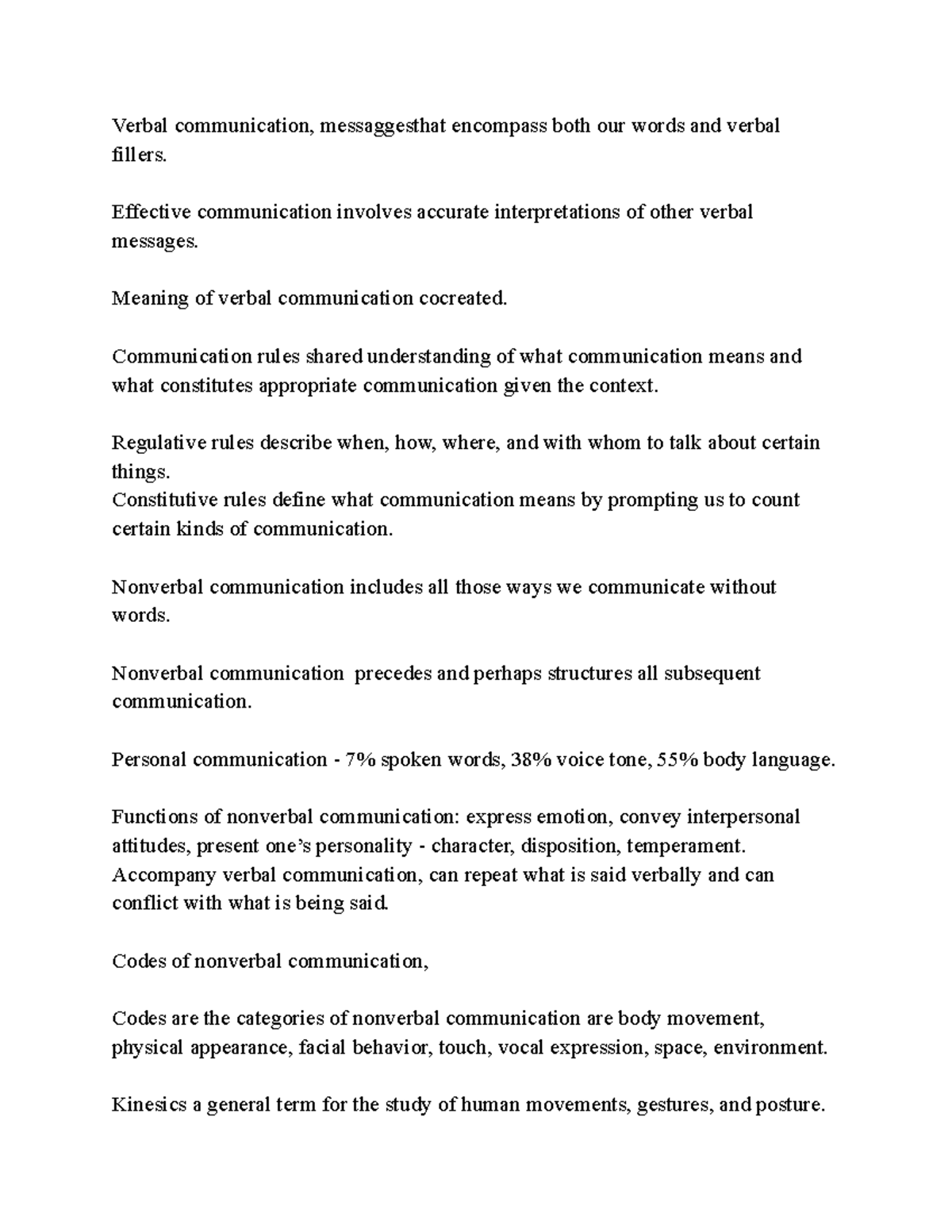 Chapter 2 COM259 Notes - Verbal communication, messaggesthat encompass ...