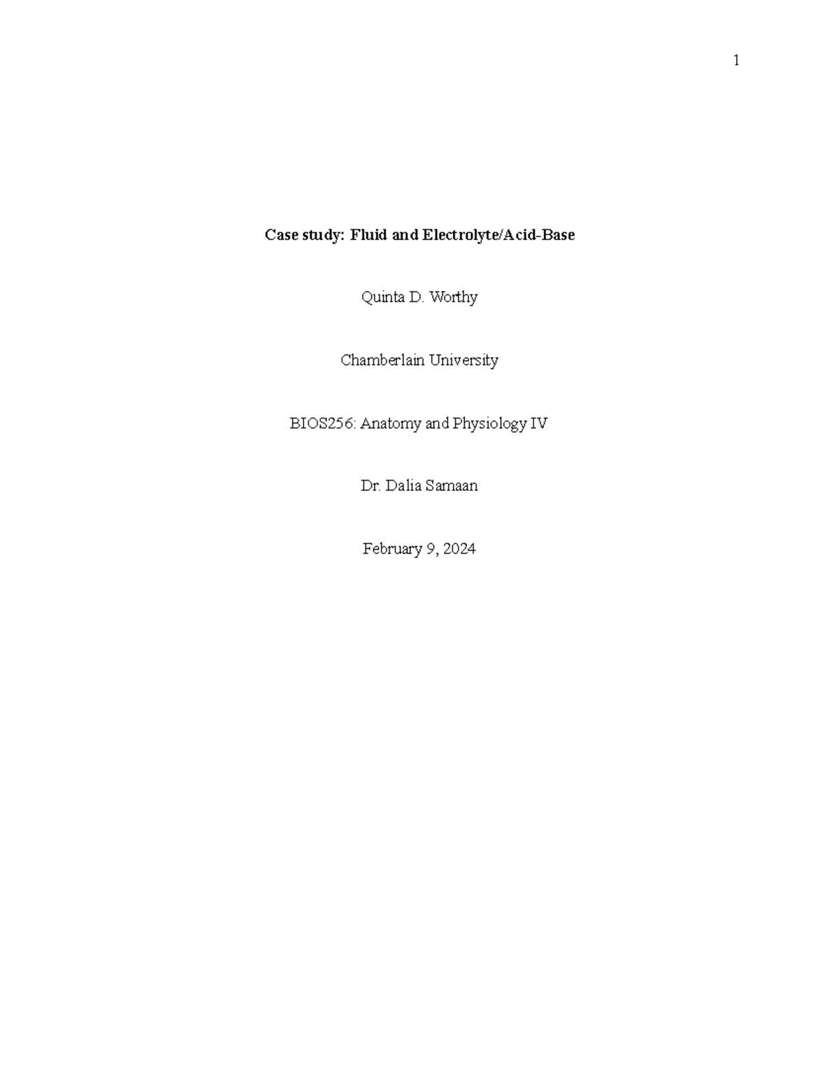 Case study week 5 bio 256 - Case study: Fluid and Electrolyte/Acid-Base ...