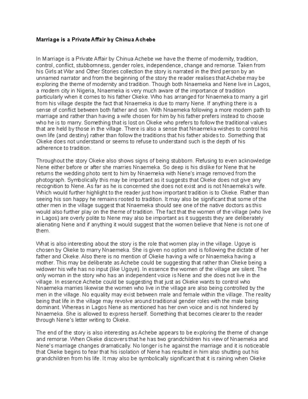 Marriage Is A Private Affair - Taken from his Girls at War and Other ...