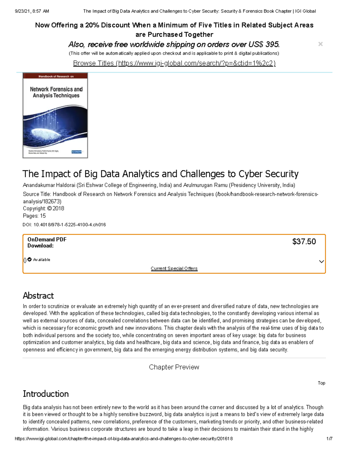 The Impact of Big Data Analytics and Challenges to Cyber Security ...