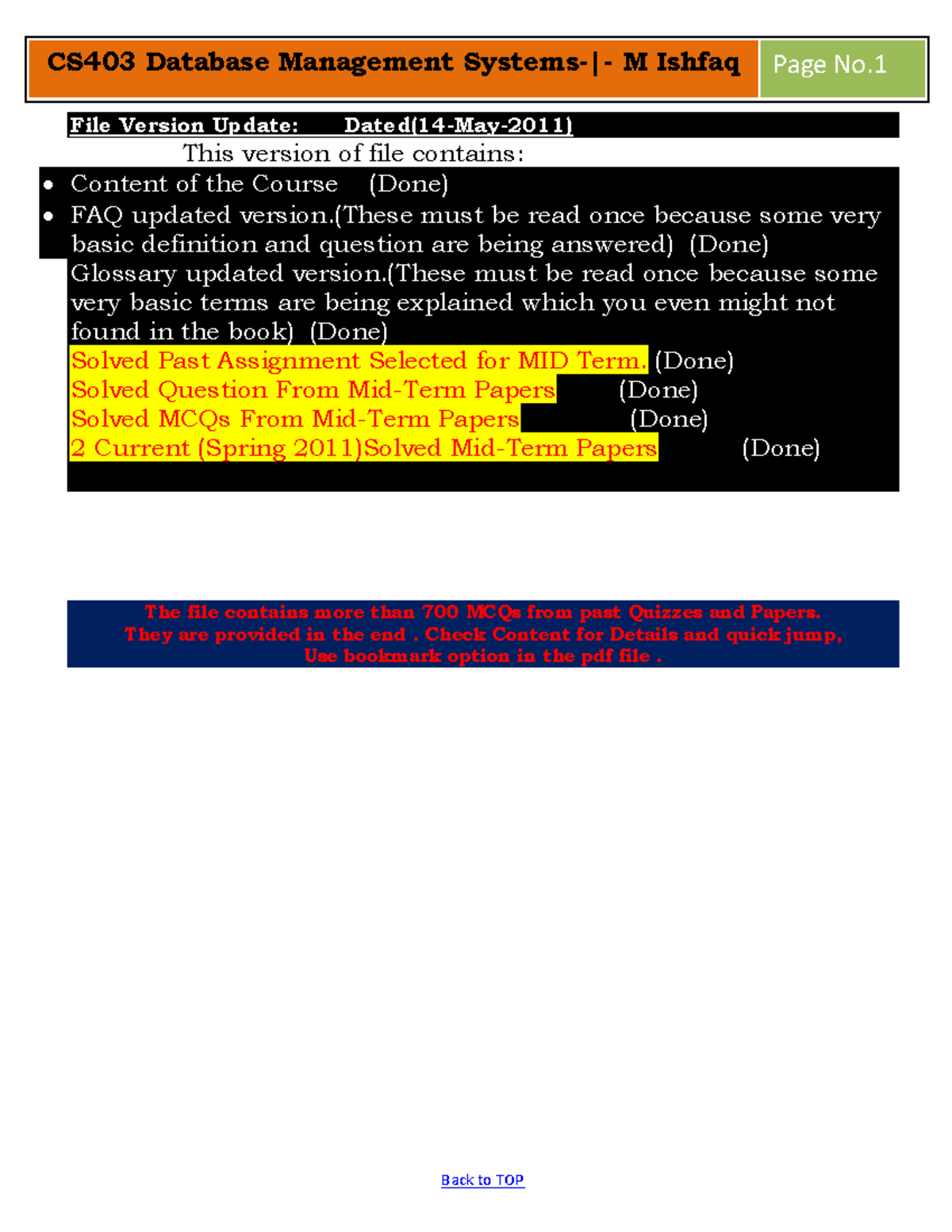 CS403 Subjective and Objective Paper for midterm - File Version Update ...
