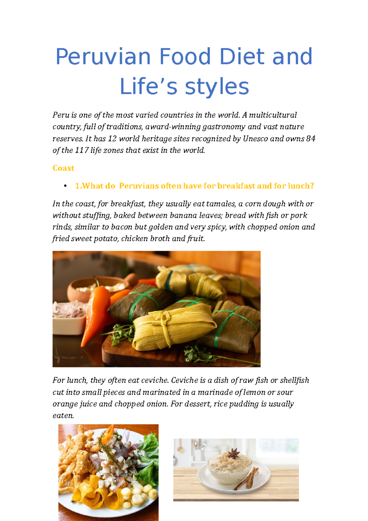 Peruvian Food Diet and Life - Peruvian Food Diet and Life’s styles Peru ...