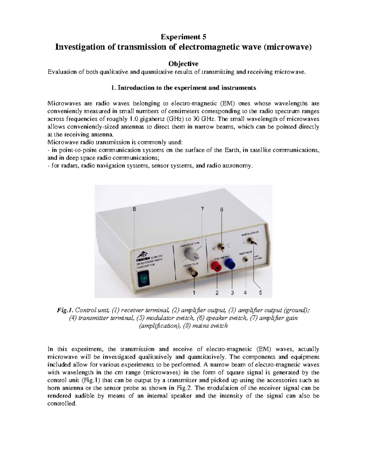 Ex 5 - Hướng dẫn thí nghiệm - Experiment 5 Investigation of ...