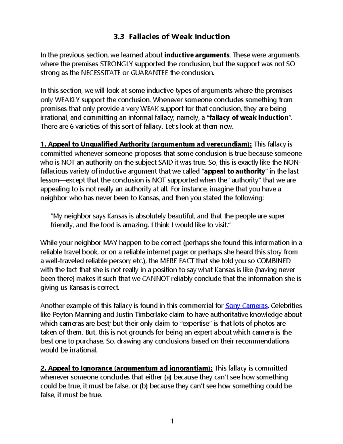 Weakinduction - Logic - 3 Fallacies of Weak Induction In the previous section, we learned about ...