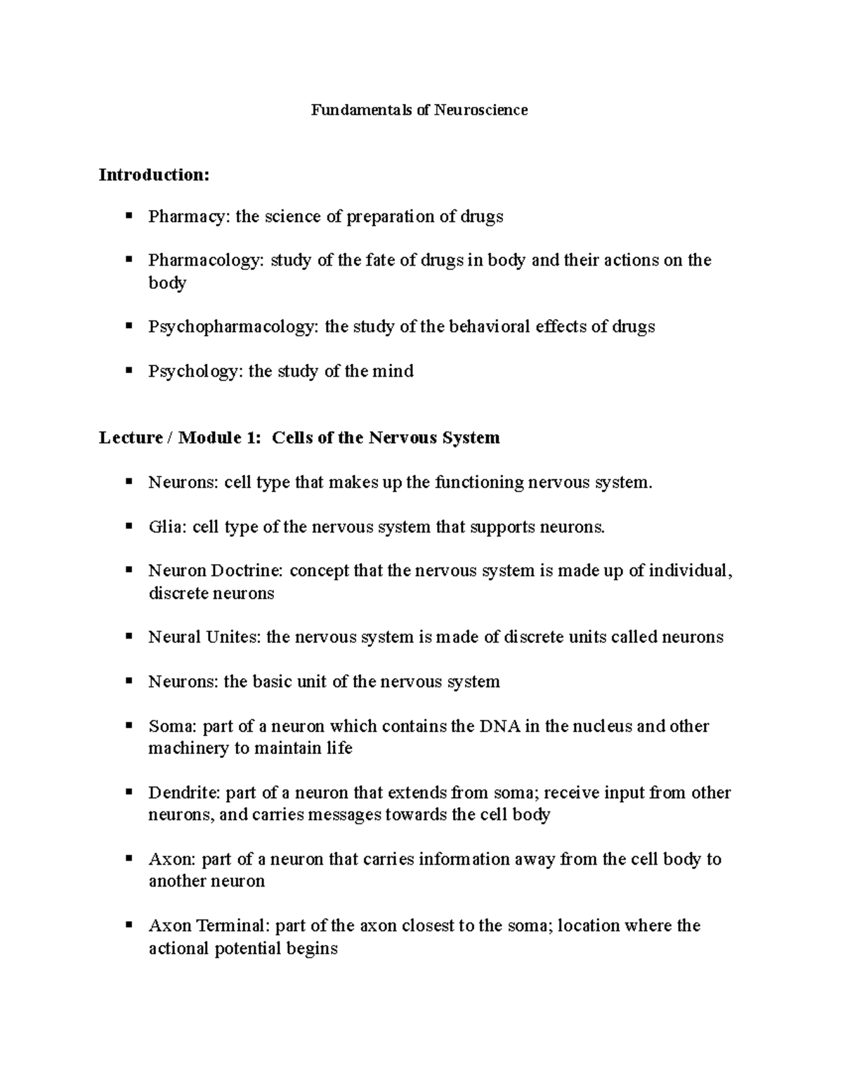 Chapter 1A Cells of the Nervous System Terminology - Fundamentals of ...
