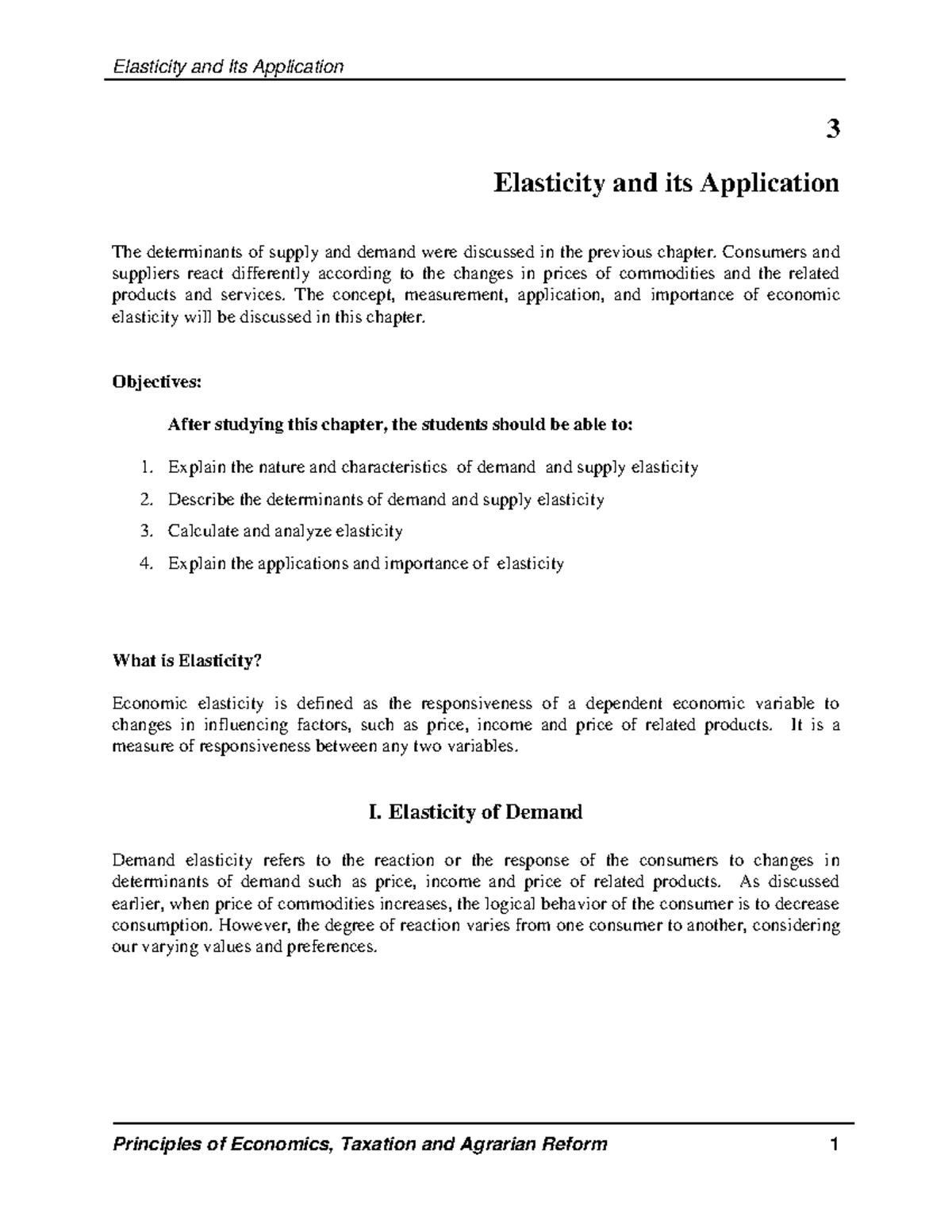 Elasticity and Application - 3 Elasticity and its Application The ...