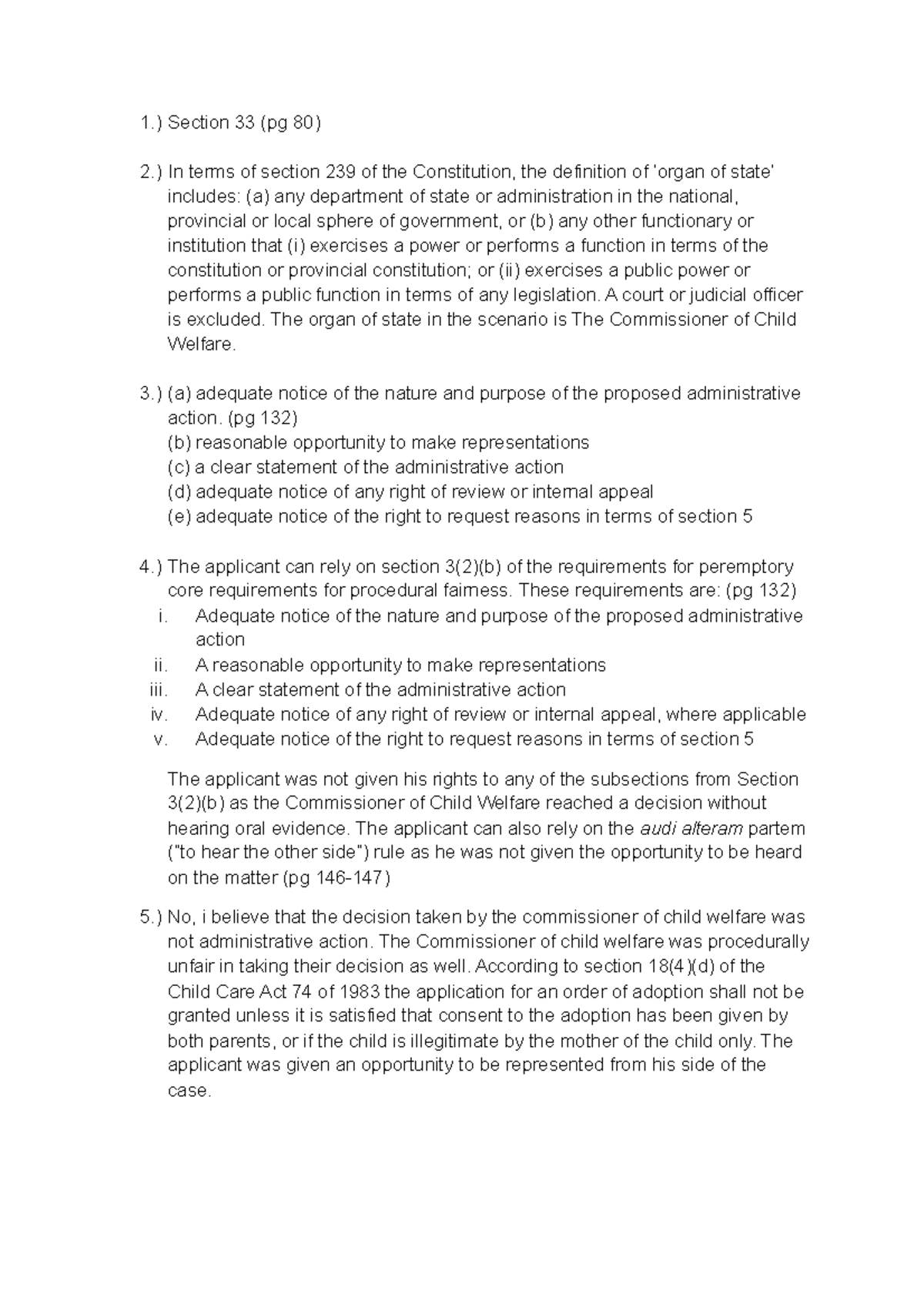 ADL mock exam answers - practice material - 1.) Section 33 (pg 80) 2 ...