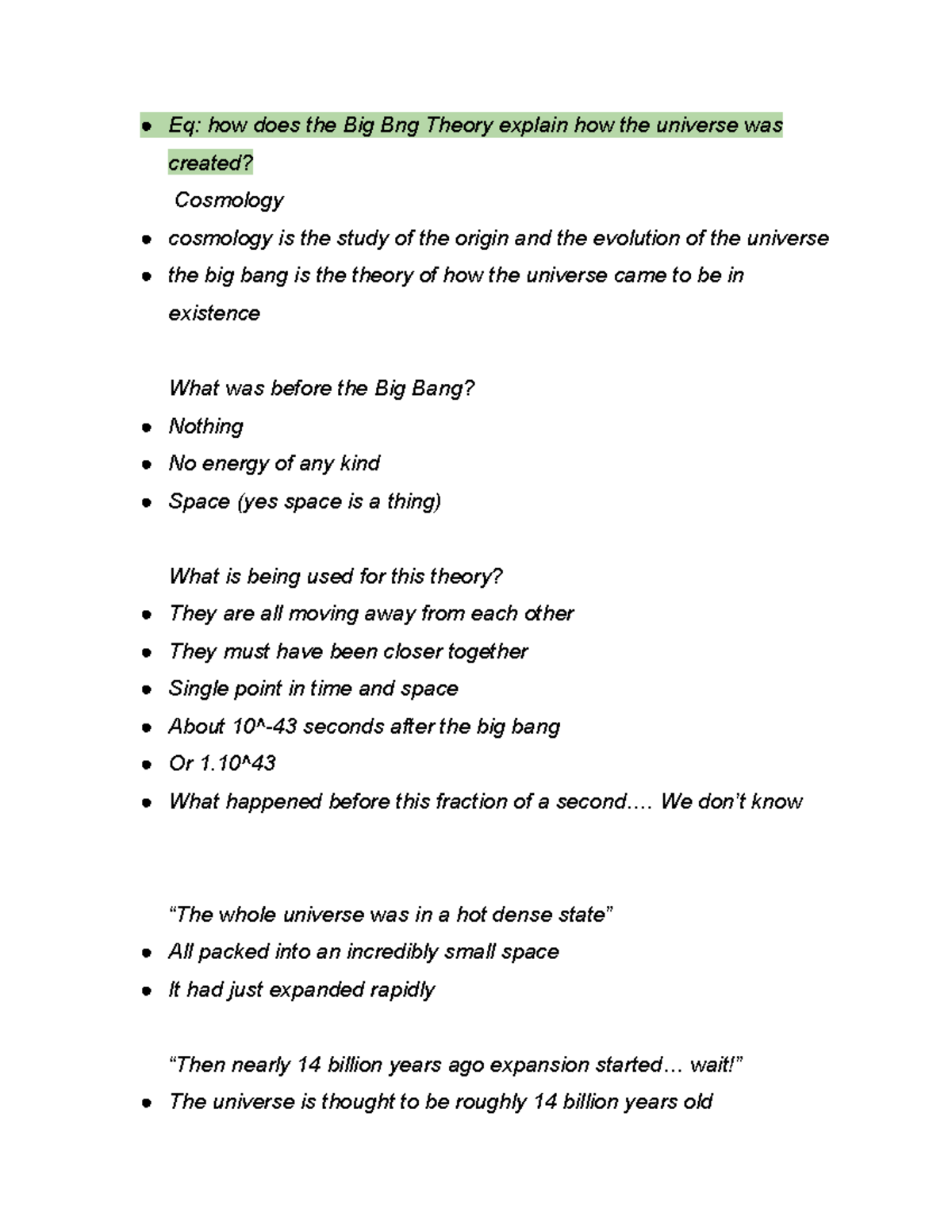 The Big Bang Theory Notes - Eq: how does the Big Bng Theory explain how ...