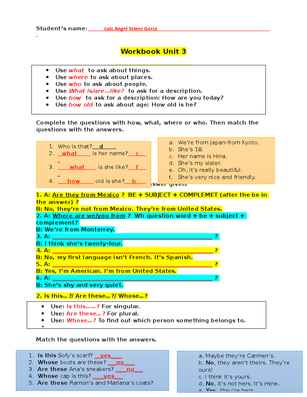 Workbook Unit 3 and 4.docx (el bueno) - Student’s name: Luis Angel ...