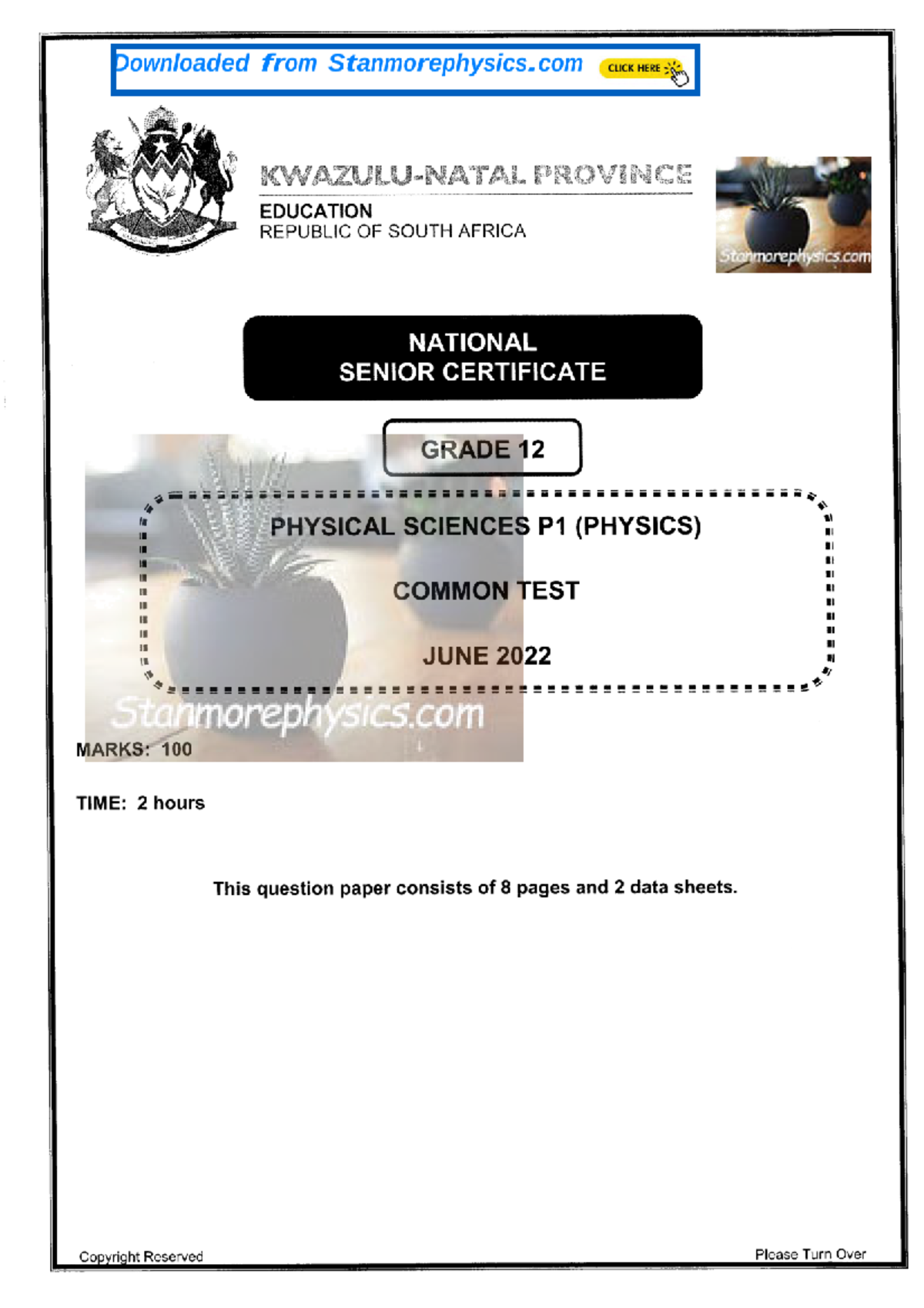 Physical-Sciences-Grade-12-June-2022-P1-and-Memo - CORRECTED - Studocu