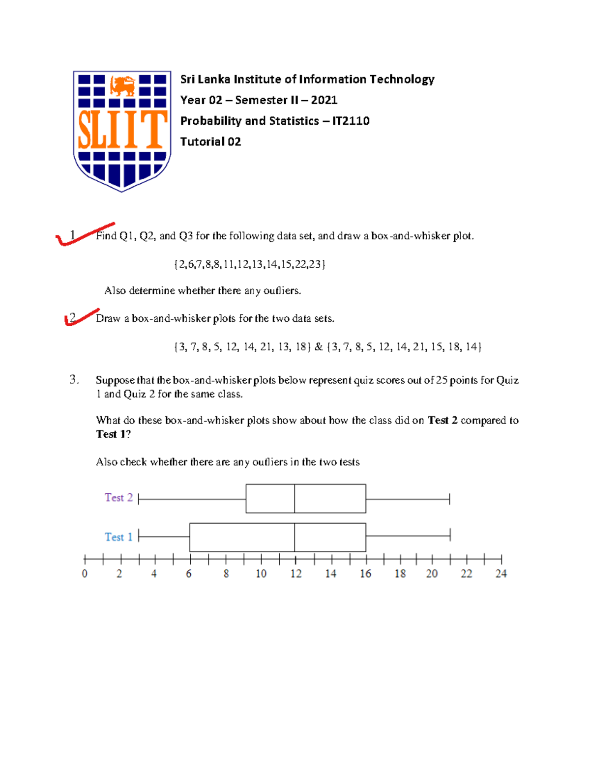 T02 PS - Tutorials provided by lecturer - Sri Lanka Institute of ...