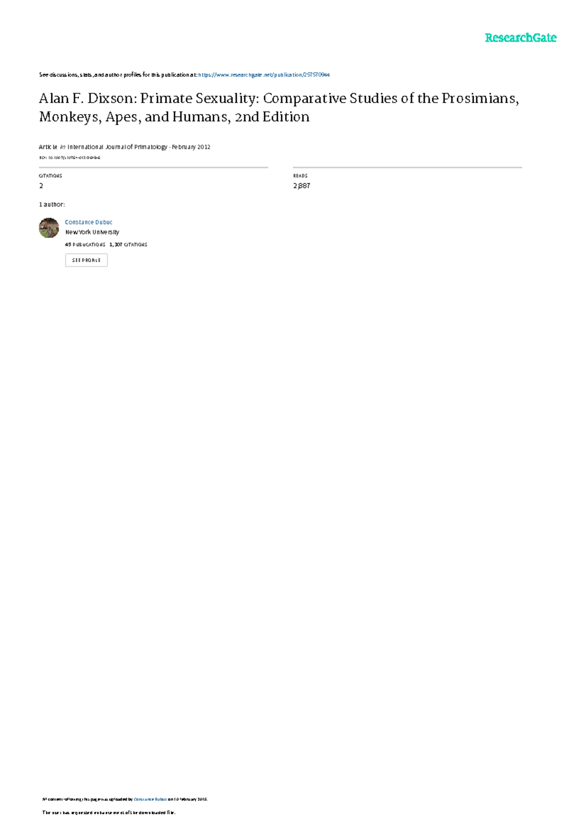 Dubuc 2013 Bookreview-Primate Sexuality - See discussions, stats, and ...