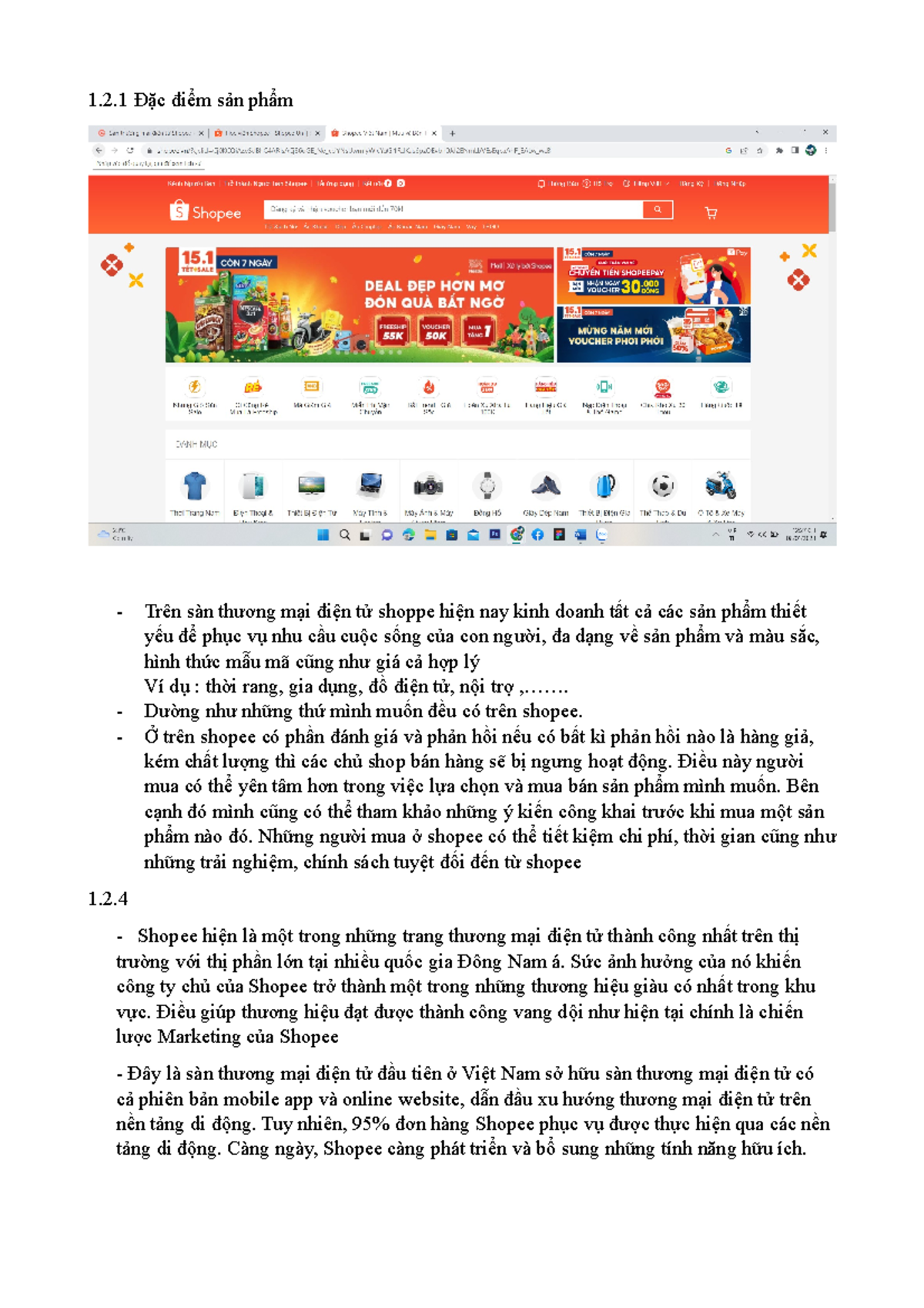 Maketing 4p jkjj - 1.2 Đặc điểm sản phẩm Trên sàn thương mại điện tử ...