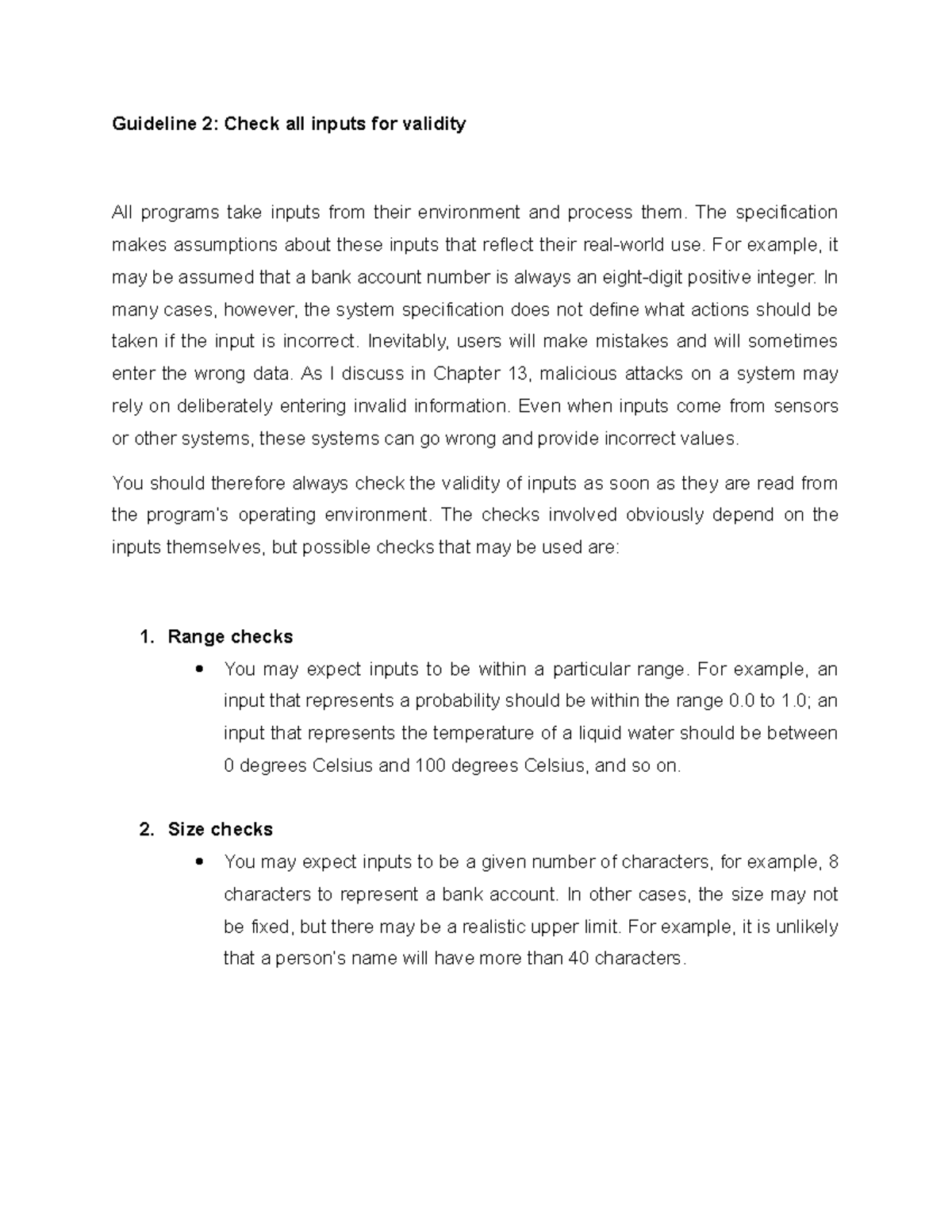 Guideline 2 Check All Inputs For Validity Guideline 2 Check All Inputs For Validity All