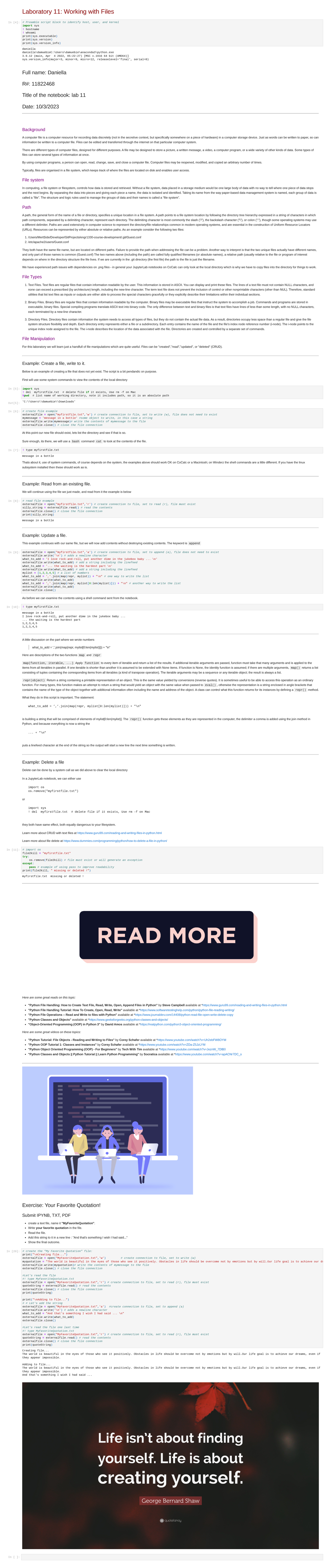 Lab11 - Laboratory 11: Working with Files daniella - Studocu