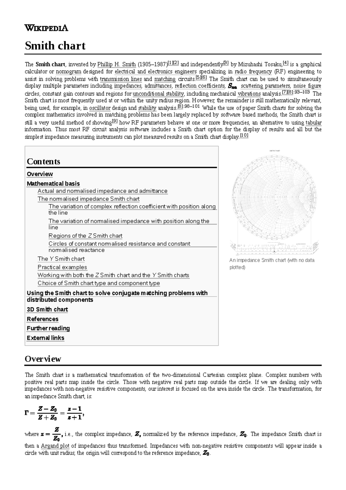 Smith chart - c4 101 3035 - An impedance Smith chart (with no data ...