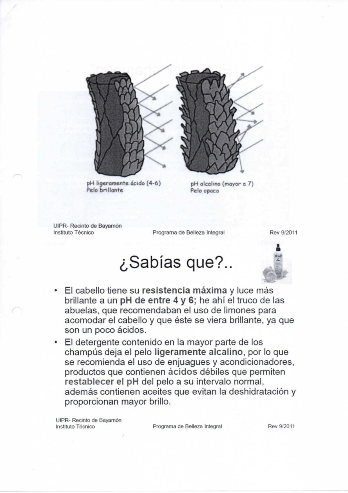 PH del Cabello y Champú - pH ligeramente ácido pH alcalino (mayor a 7 ...
