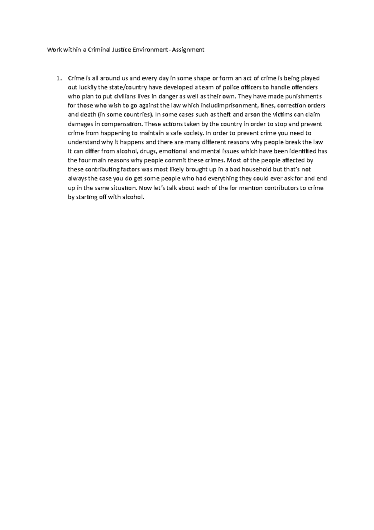 Work within a Criminal Justice Environment - They have made punishments ...