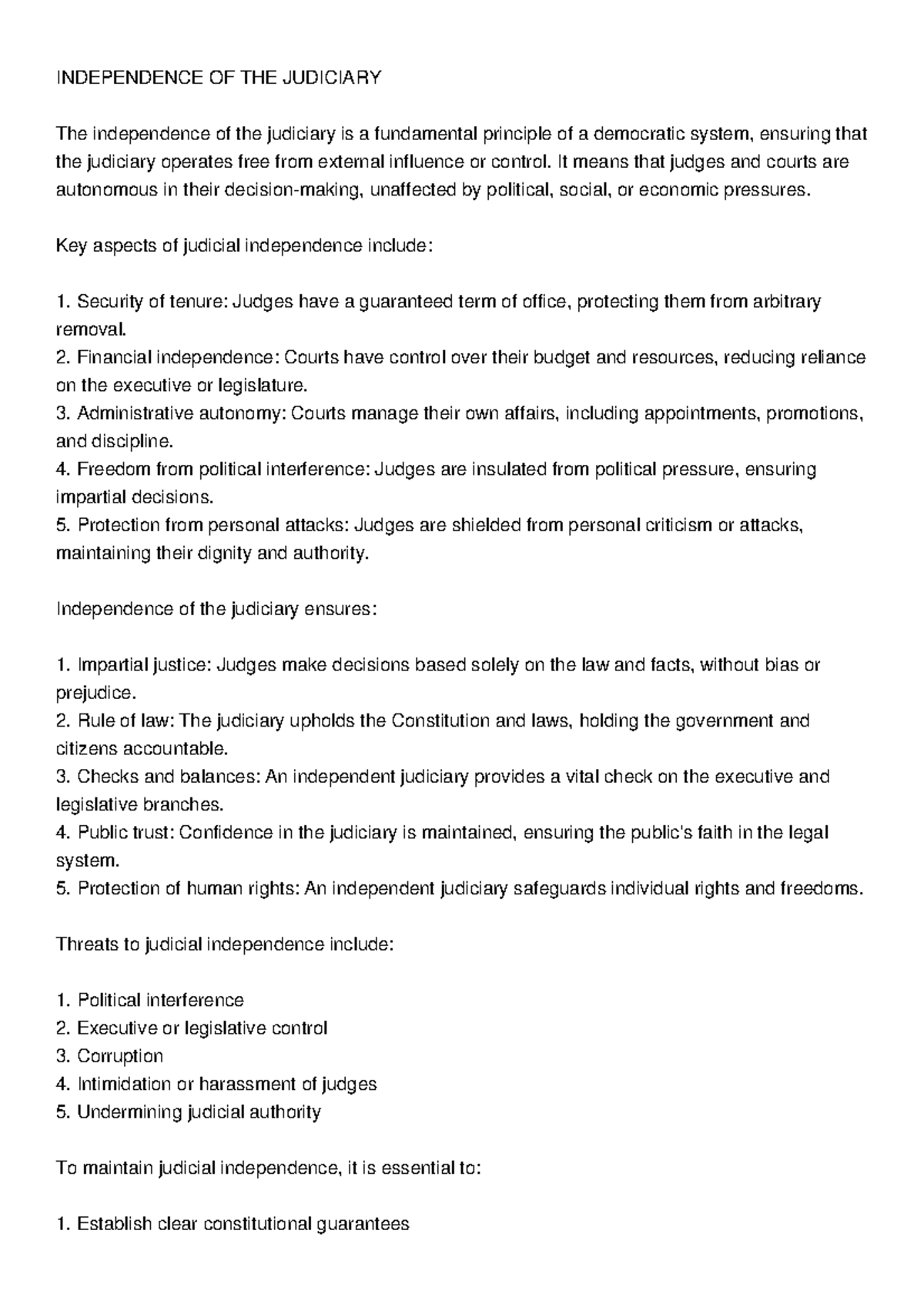 The concept of independence of the Judiciary - INDEPENDENCE OF THE ...