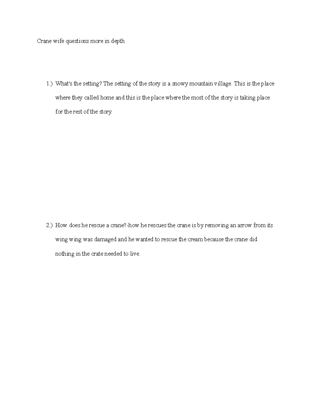 F4t6 - worksheets - Crane wife questions more in depth 1.) What's the ...