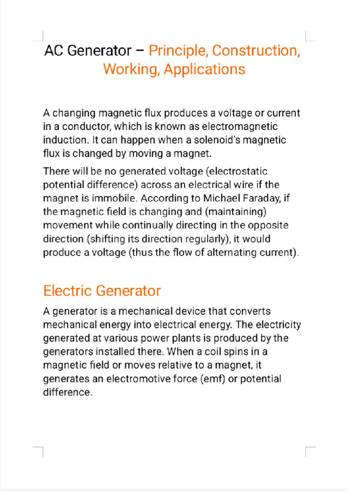 Phy ac - AC Generator Principle, Construction, Working, Applications A ...