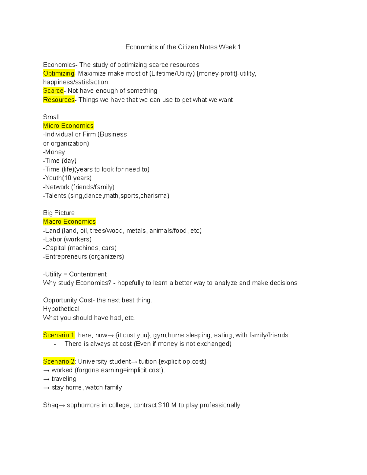 ECON 1500 - Economics for the citizens - Economics of the Citizen Notes ...