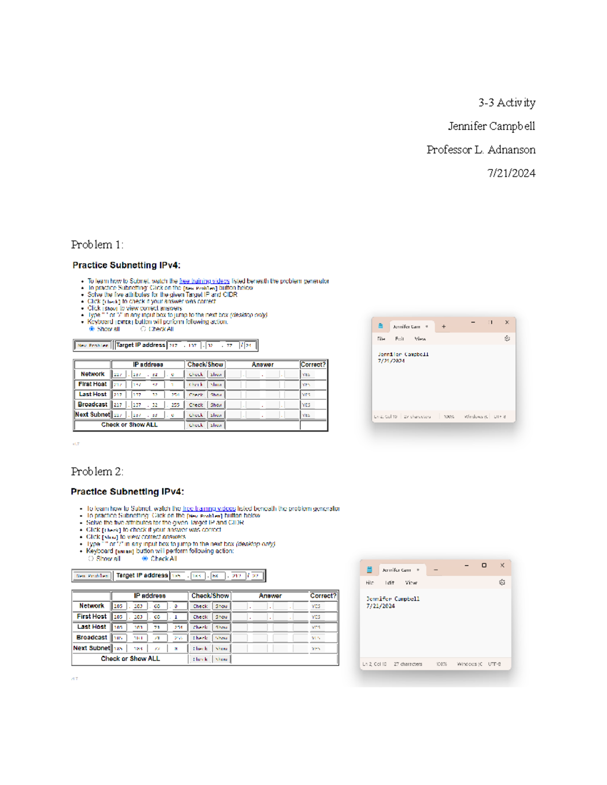 CYB 210 3 3 Activity - CYB210 - 3-3 Activity Jennifer Campbell Professor L. Adnanson 7/21 ...