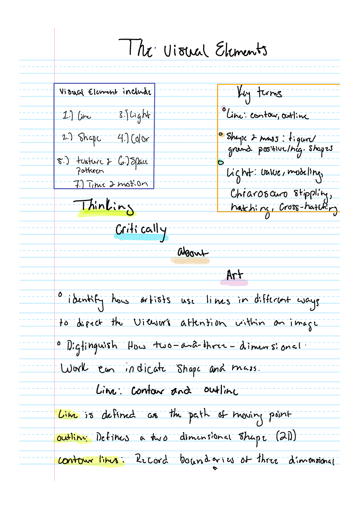 Chapter 4 (part 2) - The visual Elements Visual Element include they ...