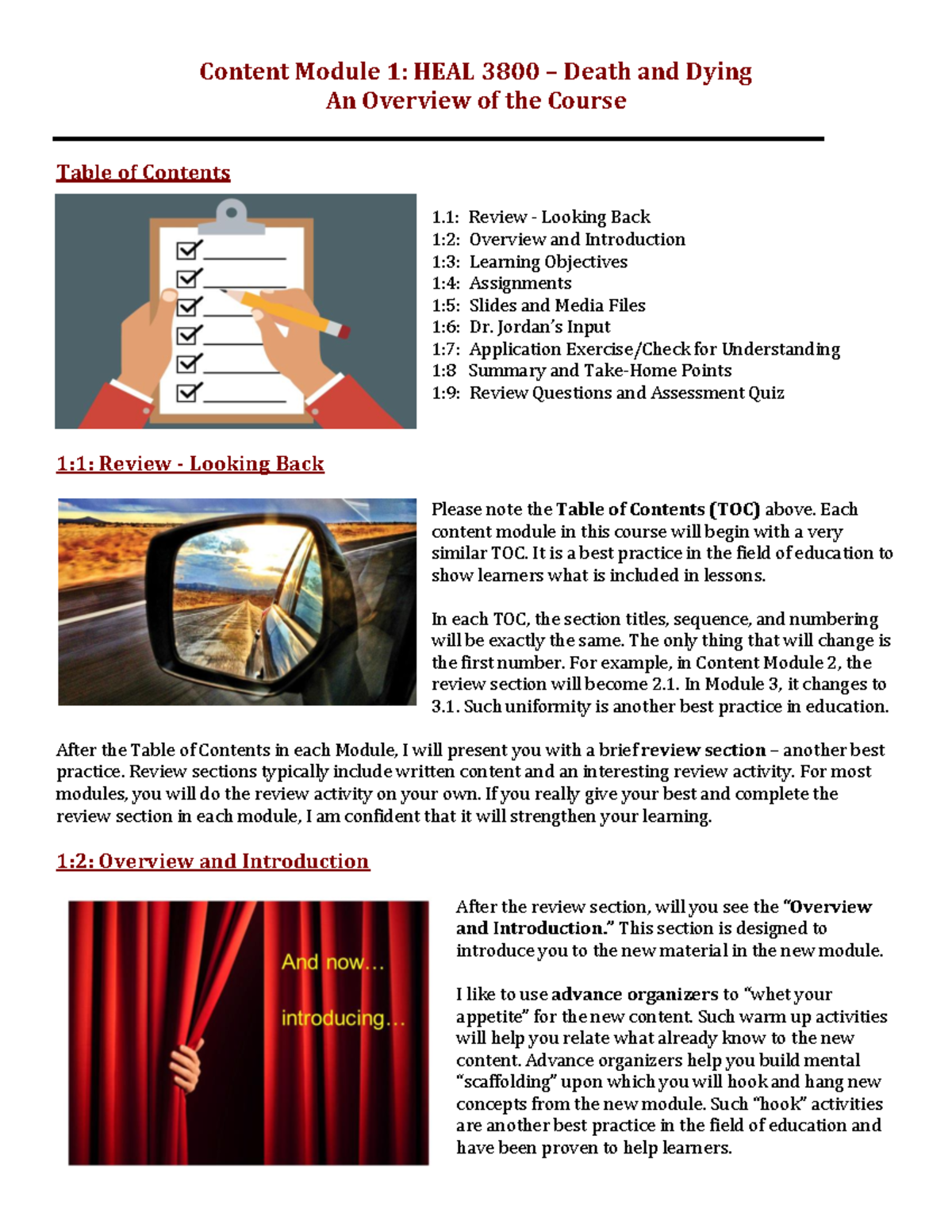Module 1 - An Overview of the Content Modules (5-13-2021) - Content ...